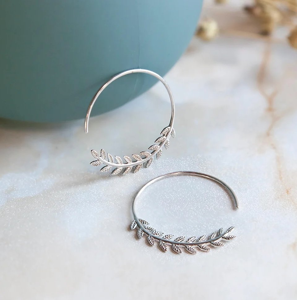 Leaf Hoop Earrings – Aspen Jewelry
